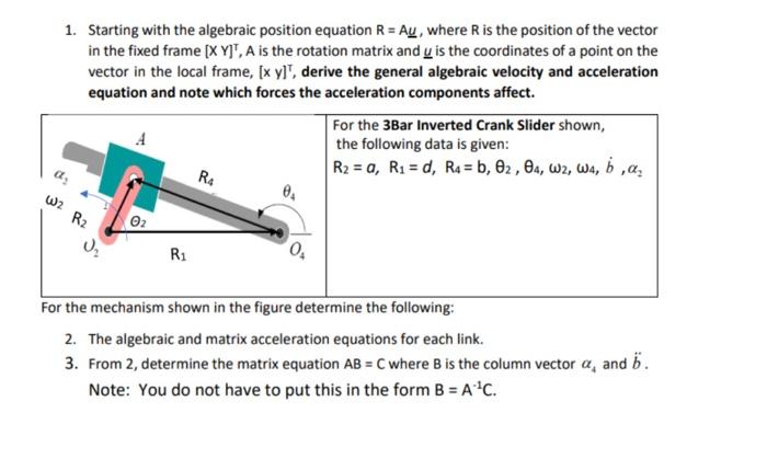 Solved 1. Starting with the algebraic position equation | Chegg.com