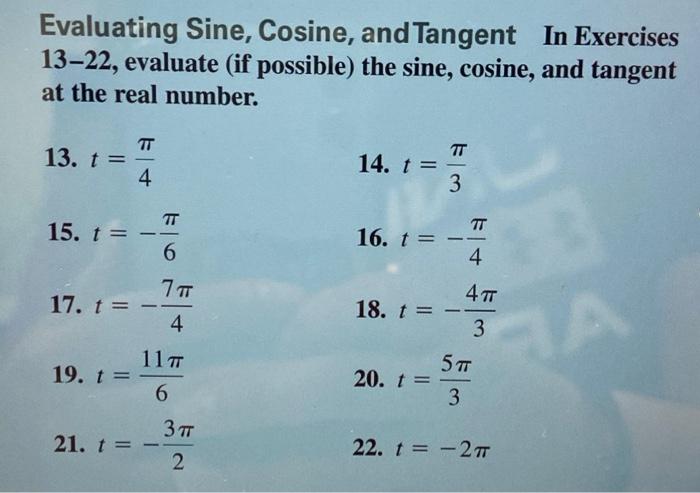 Solved Evaluating Sine, Cosine, and Tangent In Exercises | Chegg.com
