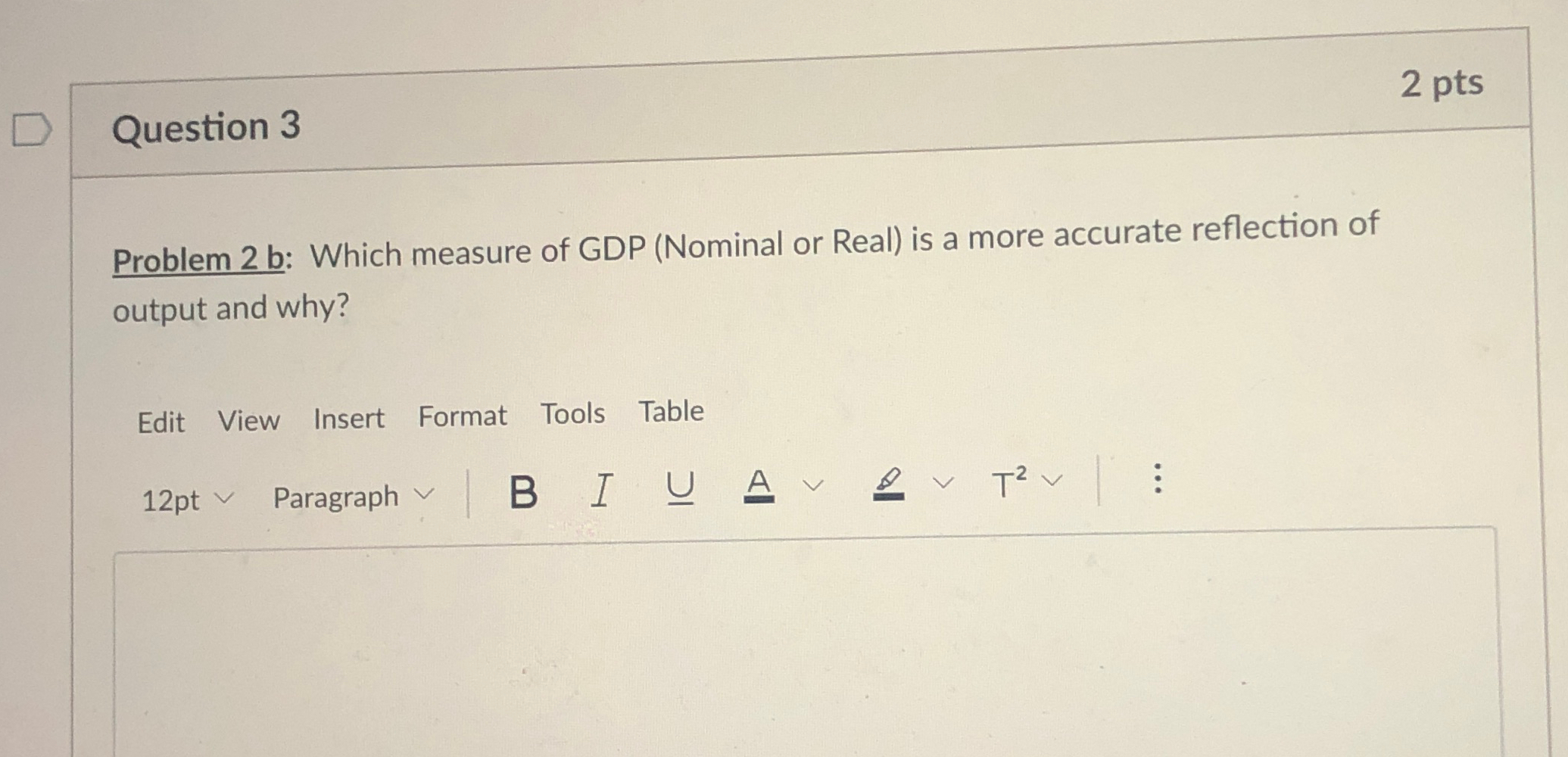 Solved Question 32ptsProblem 2b ﻿: Which measure of GDP | Chegg.com
