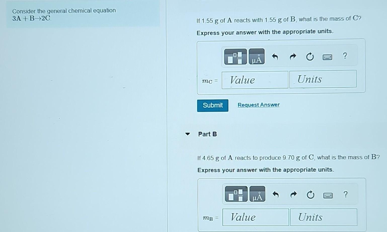 Solved Consider the general chemical equation 3 A+B→2C If | Chegg.com
