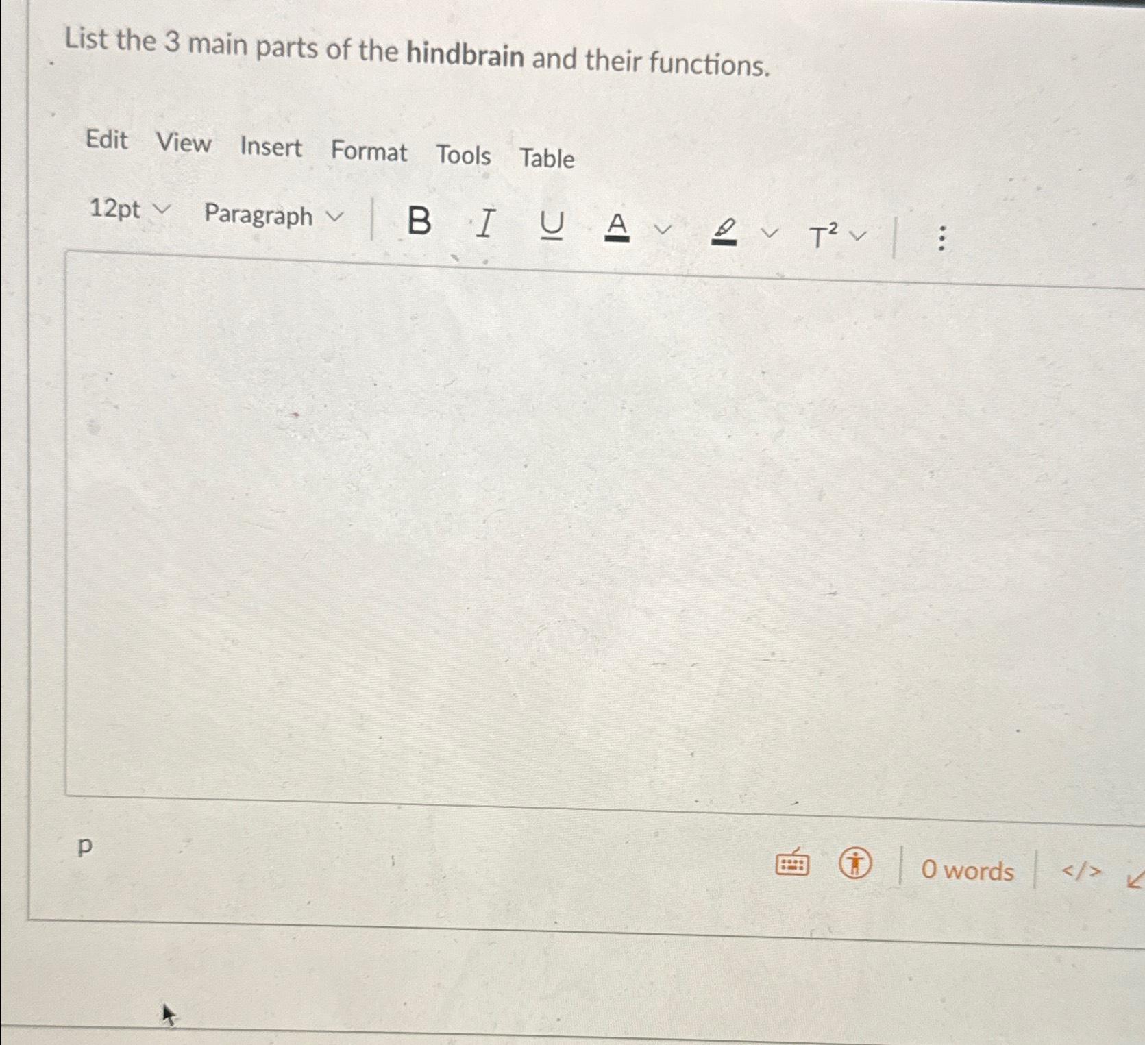 Solved List the 3 ﻿main parts of the hindbrain and their | Chegg.com