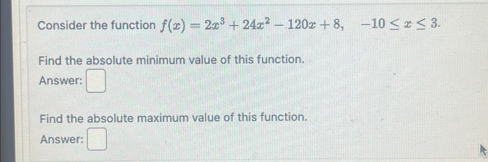 Solved Consider the function | Chegg.com