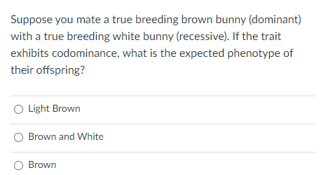 Solved Suppose you mate a true breeding brown bunny | Chegg.com