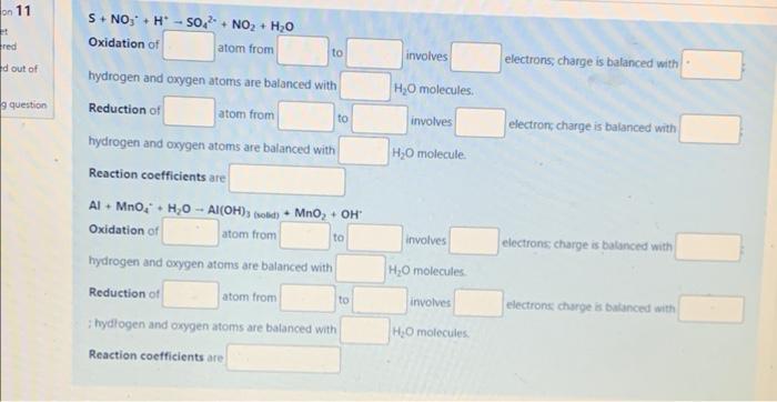 Solved to [+ NO +H -- 12 + NO + H20 Oxidation of two atoms | Chegg.com