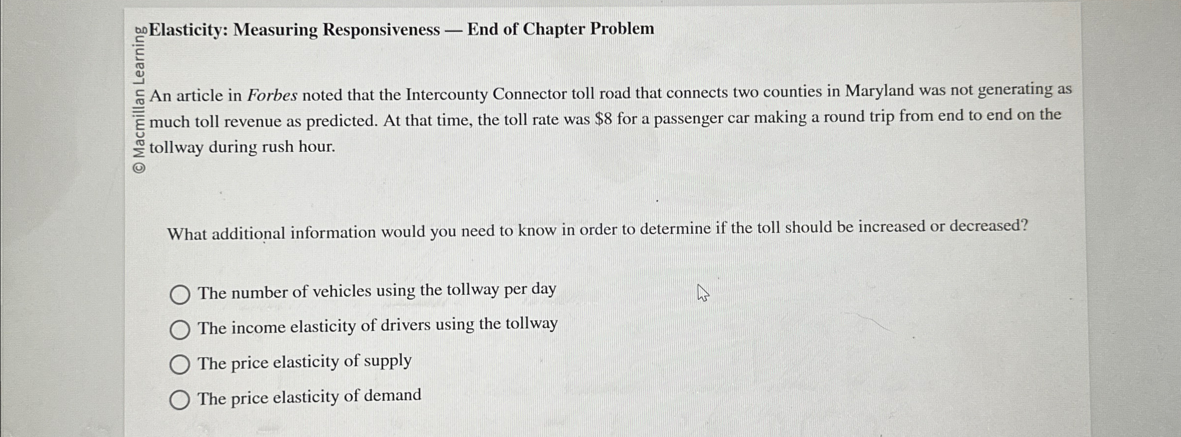 Solved ?∞ ﻿Elasticity: Measuring Responsiveness - ﻿End of | Chegg.com