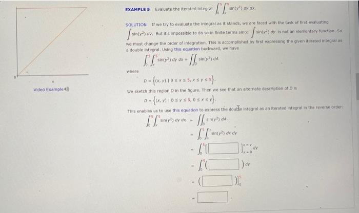 Solved EXAMPLE 5 Evaluate the iterated integral | Chegg.com