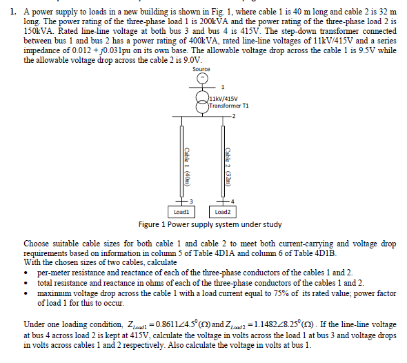 Solved A power supply to loads in a new building is shown in | Chegg.com