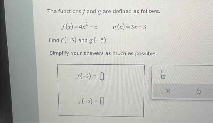 Solved The functions fand g are defined as follows. f(x) = | Chegg.com