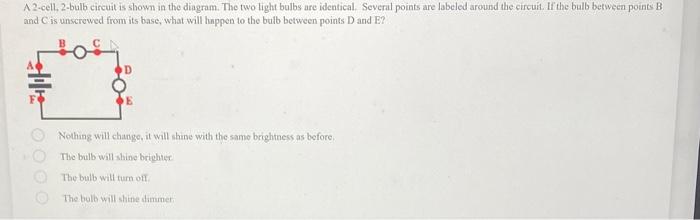 Solved A 2-cell. 2-bulb circuit is shown in the diagram. One | Chegg.com