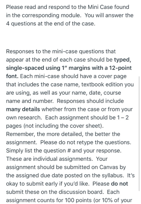 Solved Please read and respond to the Mini Case found in the | Chegg.com