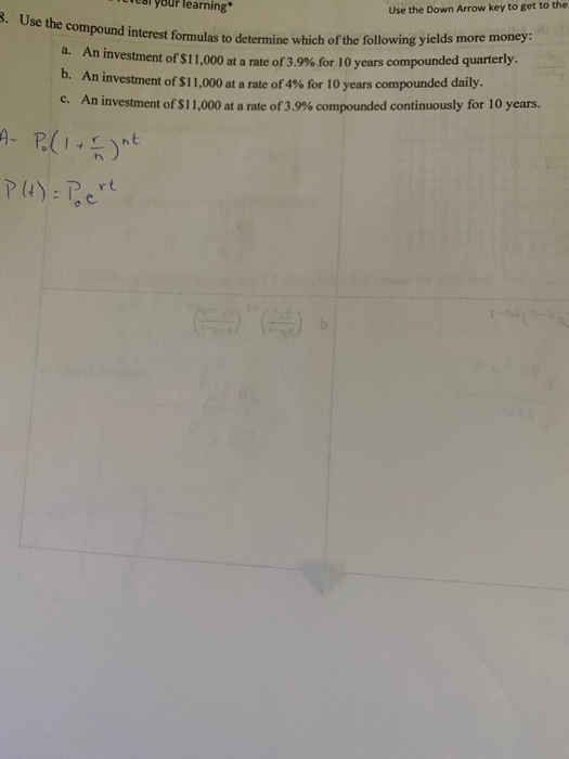 Solved el your learning 3. Use the compound interest | Chegg.com