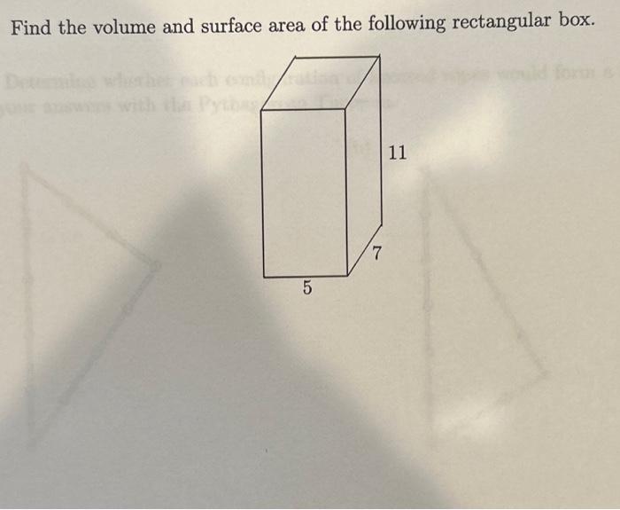 Solved Find the volume and surface area of the following | Chegg.com