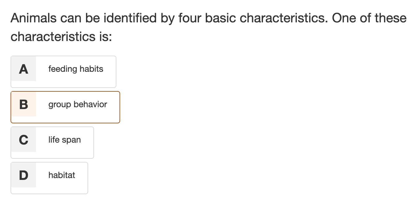 Solved Animals can be identified by four basic | Chegg.com