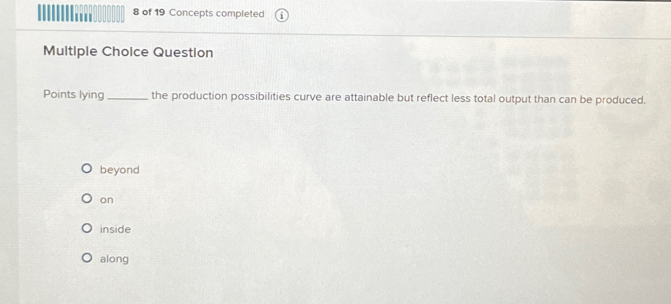 Solved 8 ﻿of 19 ﻿Concepts completed(i)Multiple Cholce | Chegg.com