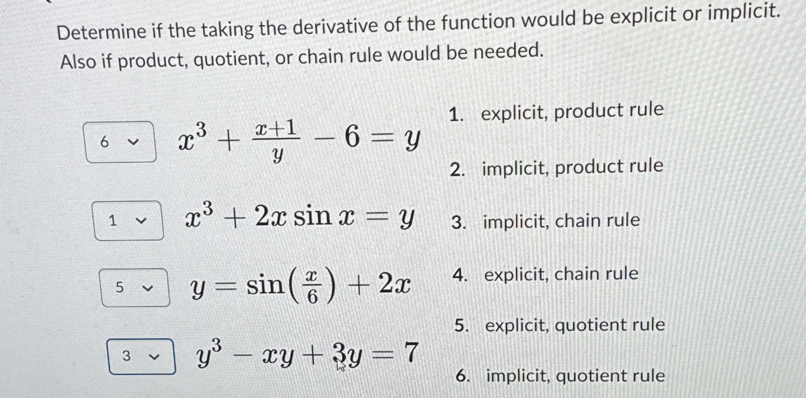 Solved Determine if the taking the derivative of the | Chegg.com