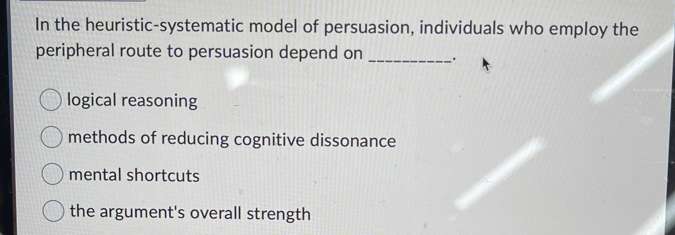 Solved In the heuristic-systematic model of persuasion, | Chegg.com