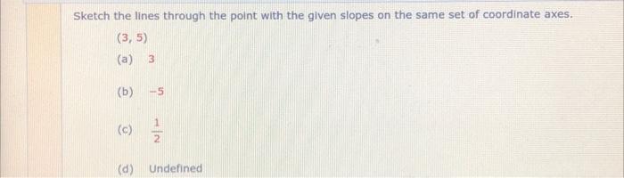 Solved Sketch the lines through the point with the given | Chegg.com