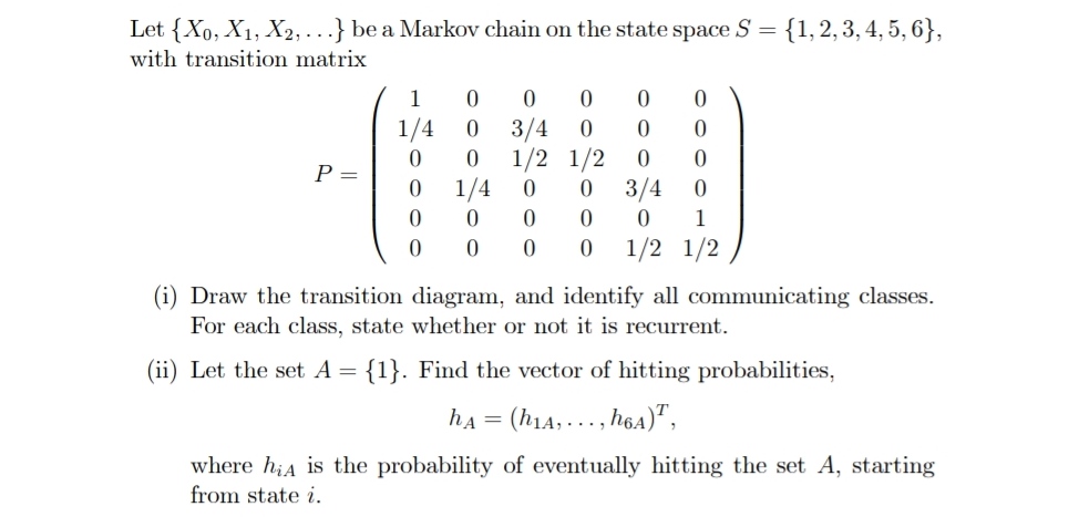 Solved Let {x0,x1,x2,dots} ﻿be a Markov chain on the state | Chegg.com