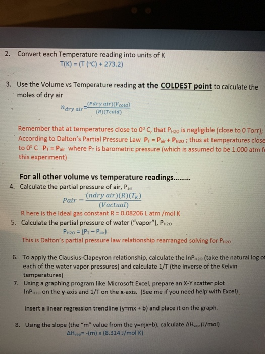 Solved Enthalpy of Vaporization: Clausius-Clapeyron Equation | Chegg.com