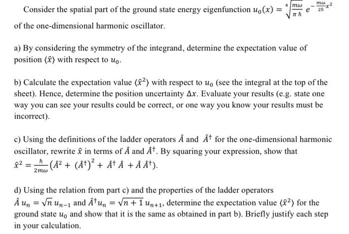 Solved Consider the spatial part of the ground state energy | Chegg.com