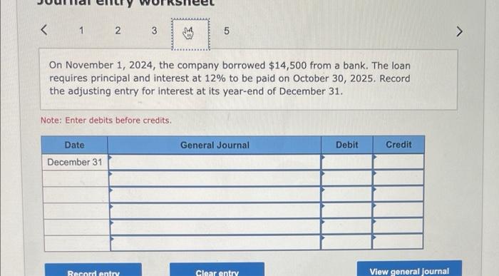 [Solved]: Exercise 3-12 (Algo) Record year-end adjusting en