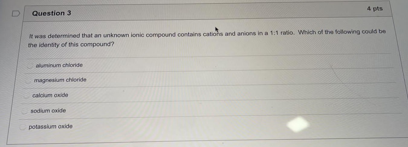 Solved Question 3It was determined that an unknown ionic | Chegg.com
