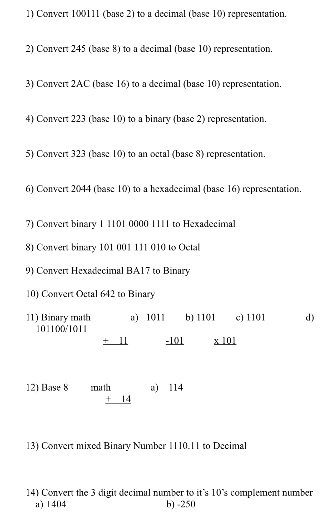 Convert 100111 (base 2) ﻿to a decimal (base 10) | Chegg.com