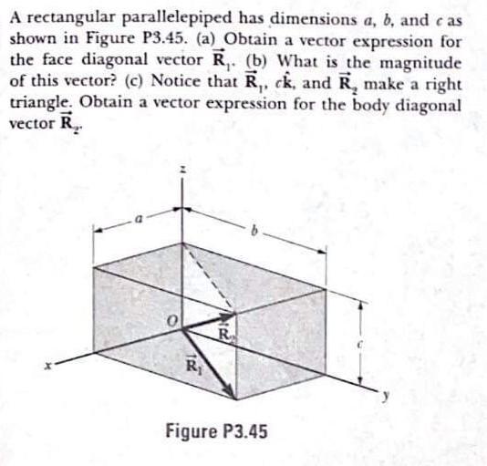 Solved A rectangular parallelepiped has dimensions a, b, and | Chegg.com