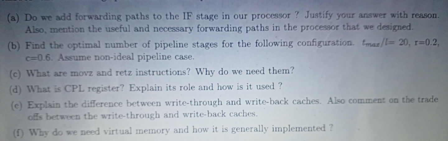 Solved (e) ﻿Explain the difference between write-through and | Chegg.com