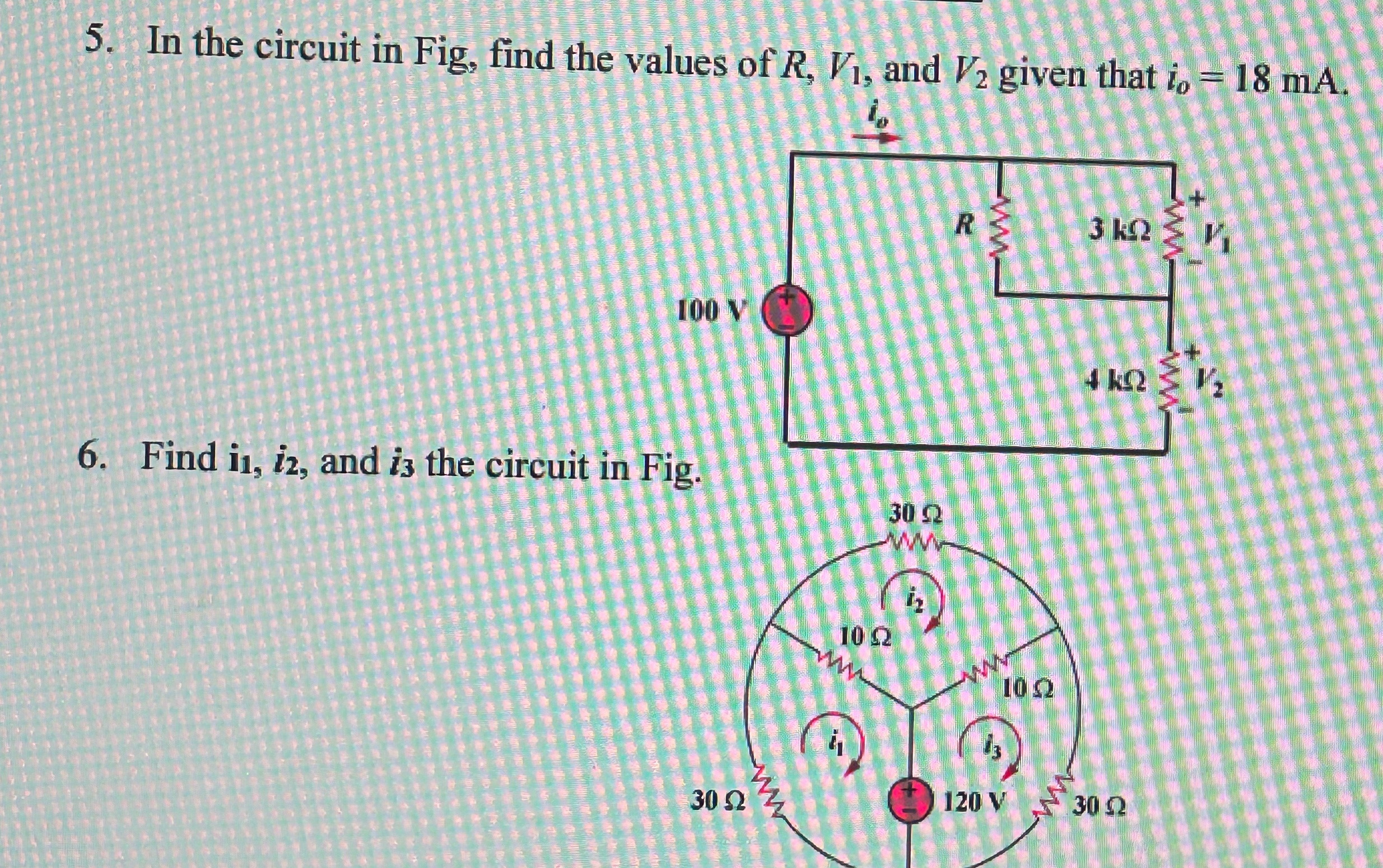 In the circuit in Fig, find the values of R,V1, ﻿and | Chegg.com