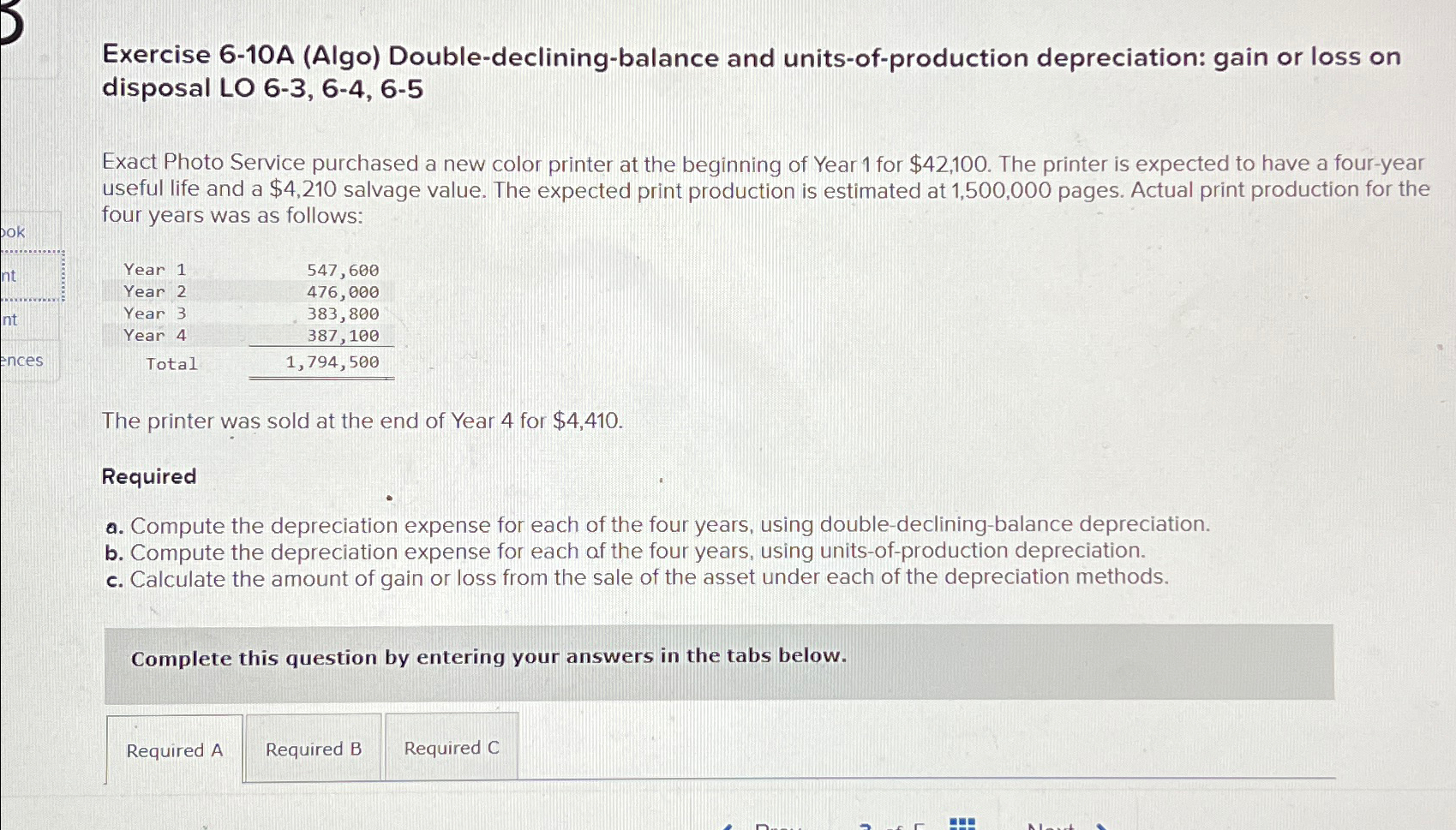 Solved Exercise 6-10A (Algo) ﻿Double-declining-balance and | Chegg.com