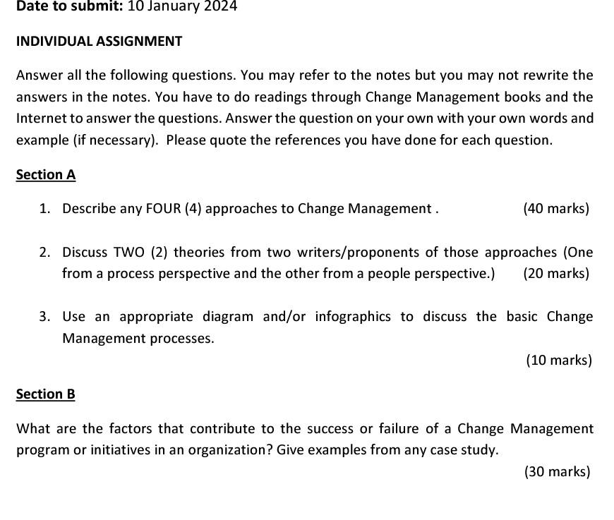 Solved INDIVIDUAL ASSIGNMENT Answer all the following | Chegg.com