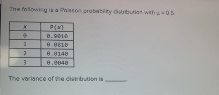 Solved The following is a Poisson probability distribution | Chegg.com