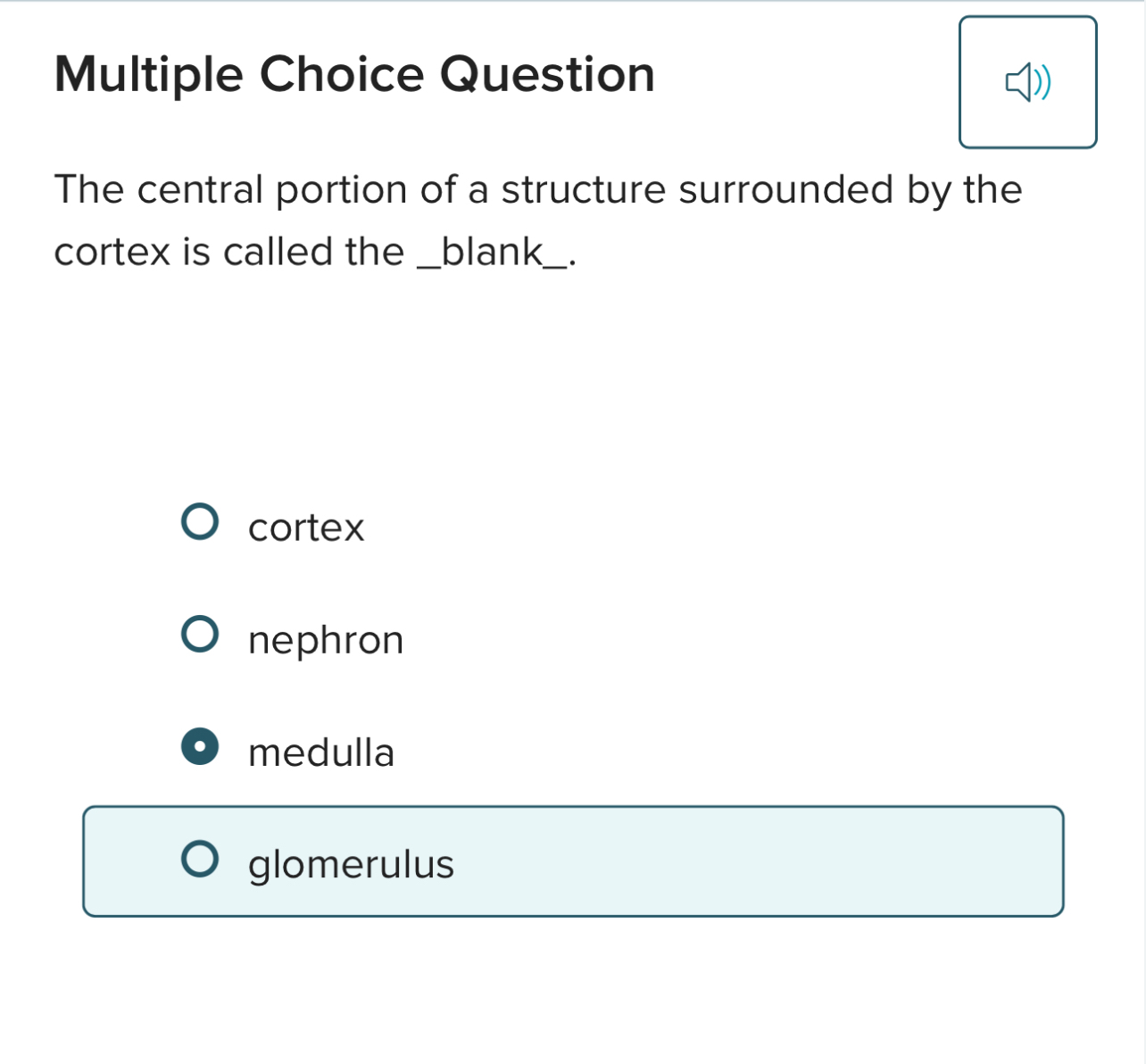 Solved Multiple Choice QuestionThe central portion of a | Chegg.com