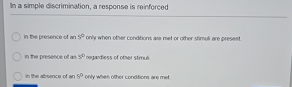 Solved In a simple discrimination, a response is | Chegg.com