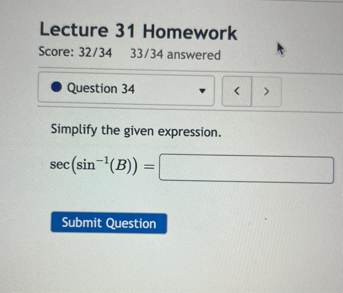 Solved Lecture 31 Homework Score: 32/3433/34 answered | Chegg.com