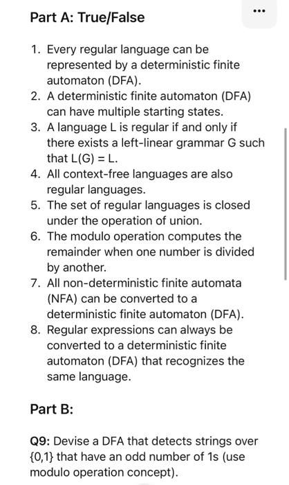 Solved 1. Every regular language can be represented by a | Chegg.com
