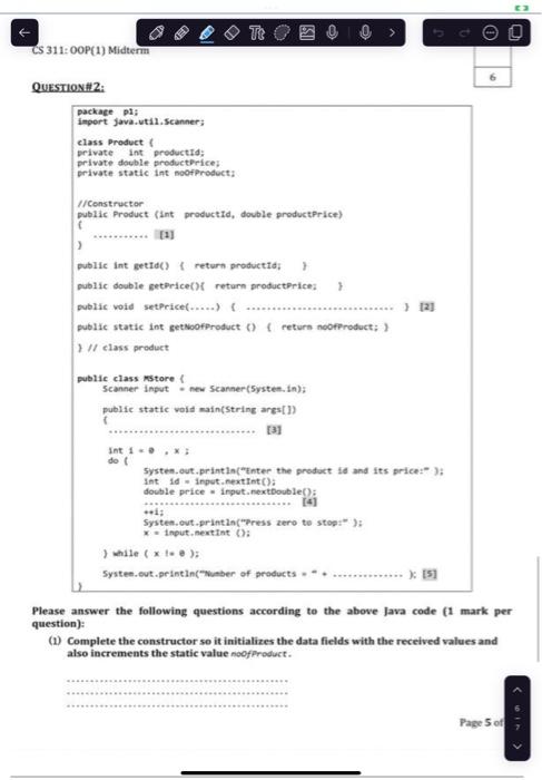 Solved CS 311: OOP(1) Midterm 1.5 Given the following String | Chegg.com