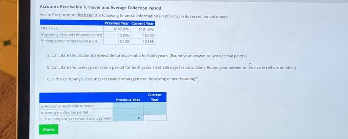 Solved Accounts Receivable Turnover and Average Collection | Chegg.com