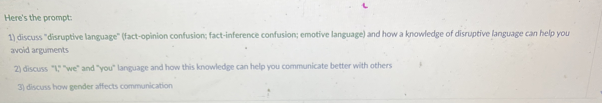 Solved Here's the prompt:discuss "disruptive language" | Chegg.com