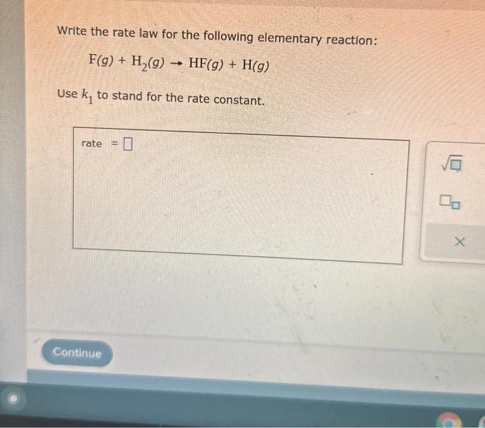Write the rate law for the following elementary | Chegg.com