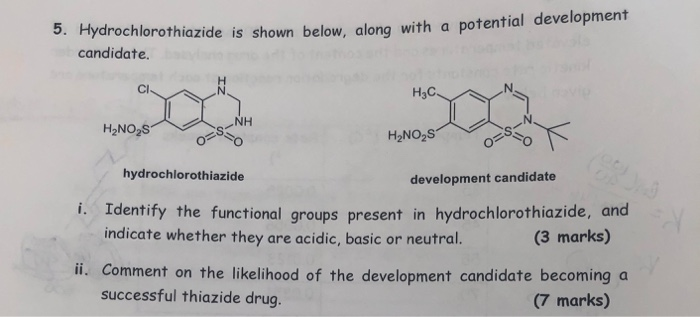 Solved .Hydrochlorothiazide is shown below, along with a | Chegg.com