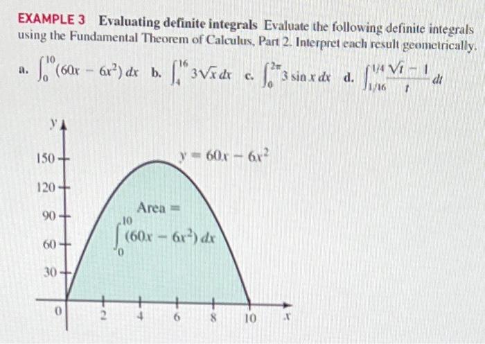 Solved EXAMPLE 3 Evaluating definite integrals Evaluate the | Chegg.com