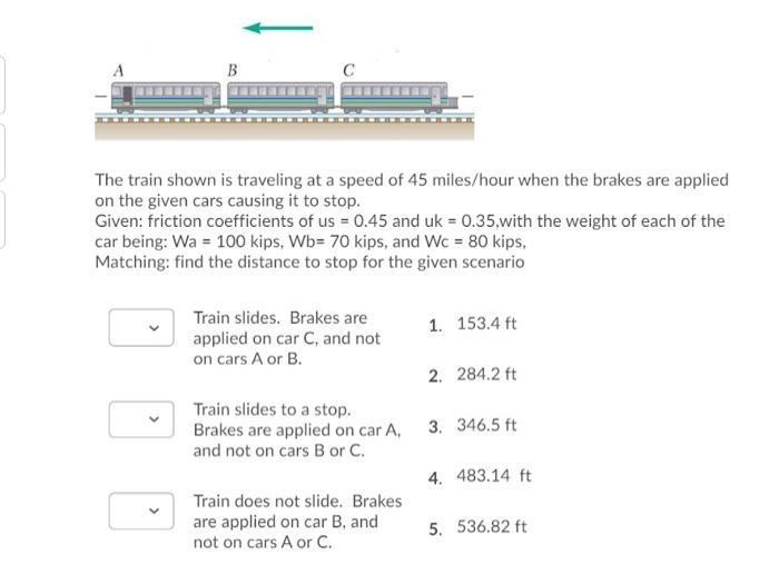 Solved В The train shown is traveling at a speed of 45 | Chegg.com