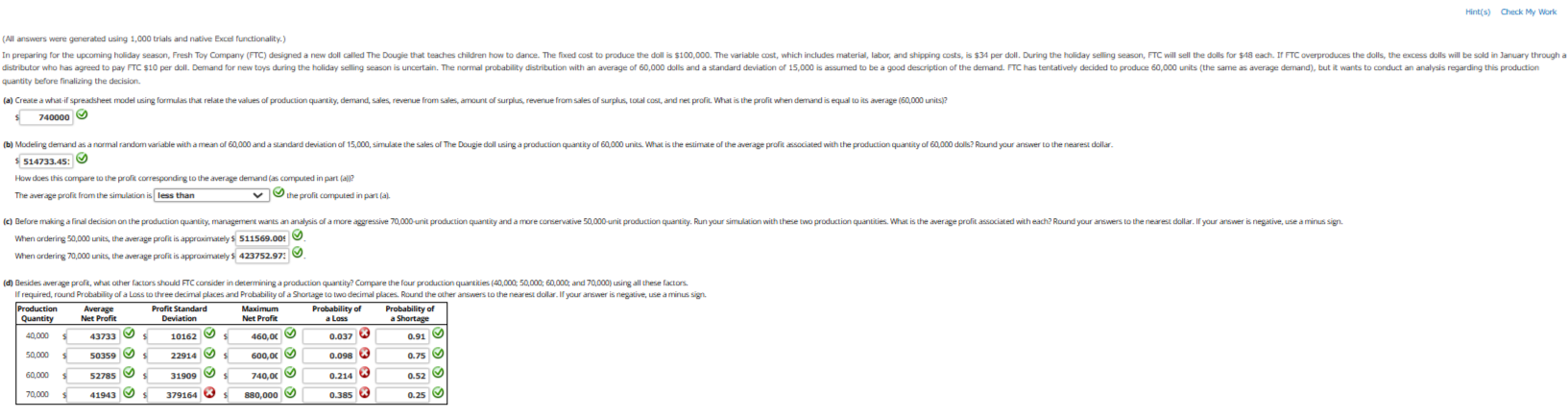 Solved All answers were generated using 1,000 ﻿trials and | Chegg.com