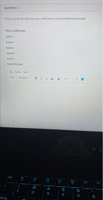 Solved Question 1 Write a JavaScript code that use a while | Chegg.com