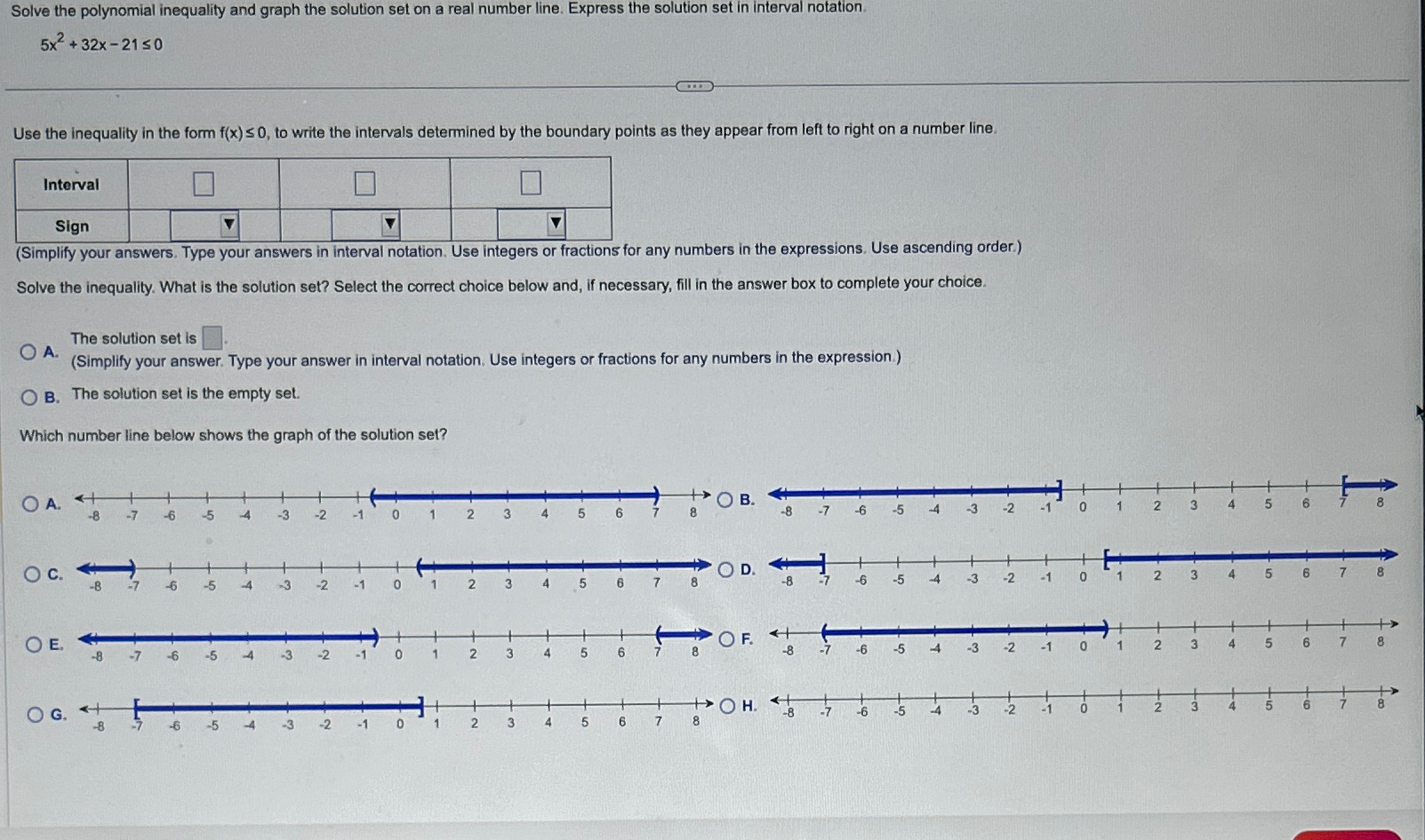 Solved Solve the polynomial inequality and graph the | Chegg.com
