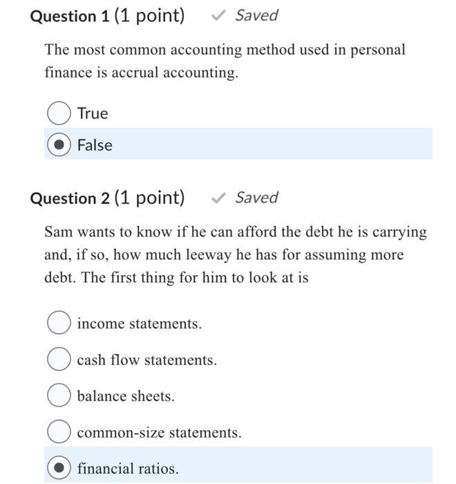 Solved The most common accounting method used in personal | Chegg.com