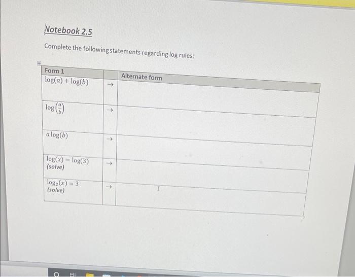 Solved Notebook 2.5 Complete the following statements | Chegg.com