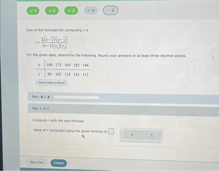 Solved One of the formulas for computing r is | Chegg.com